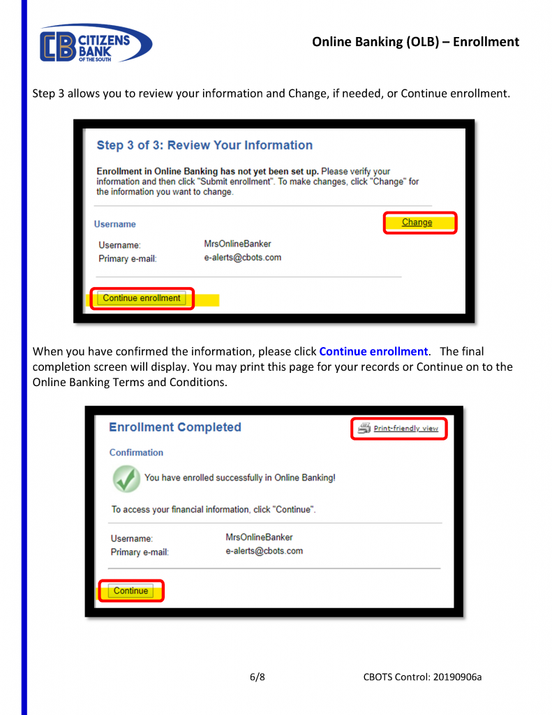Online Banking (OLB) - Self-Enrollment - Citizens Bank of the South