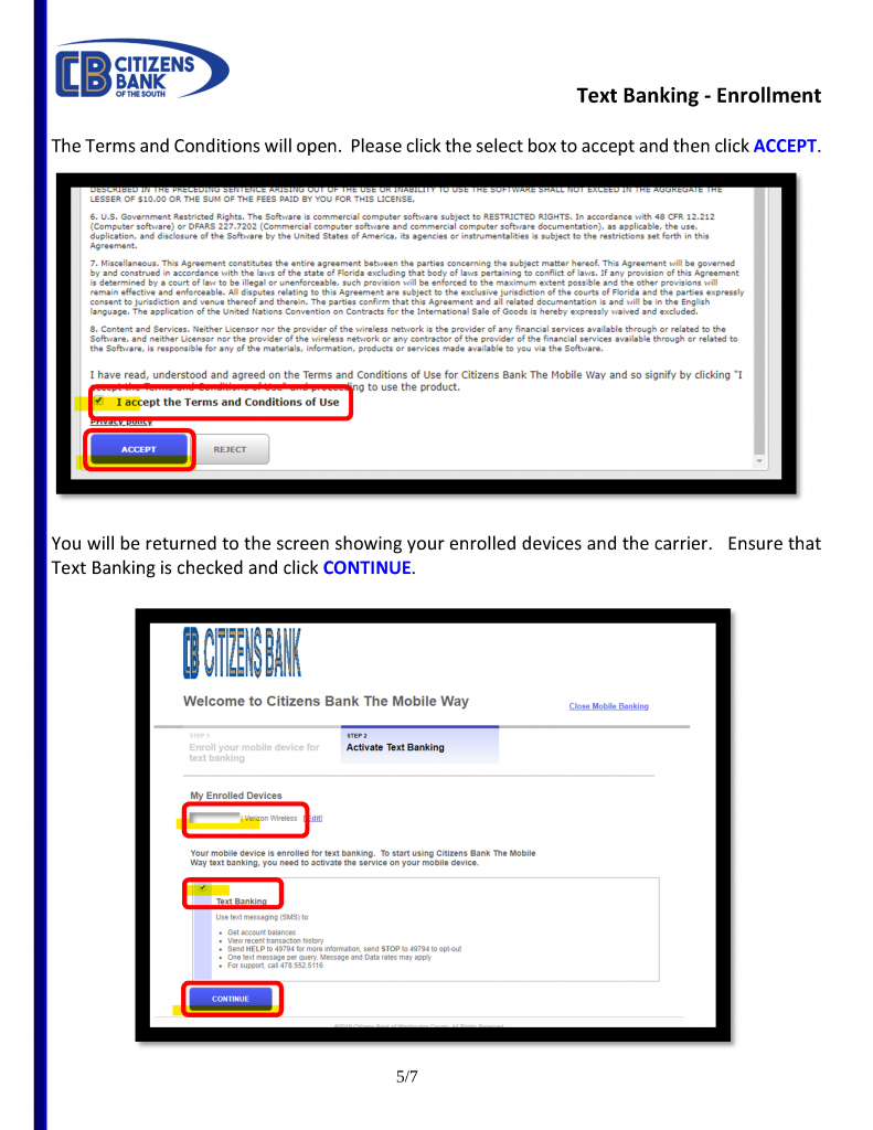 SMS Text Banking - Citizens Bank of the South